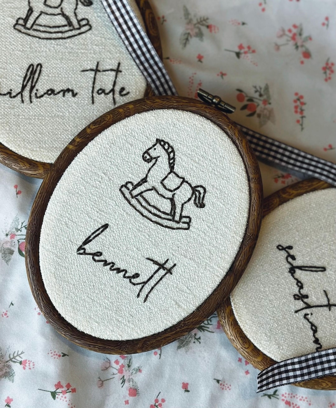 Custom Name Embroidery Hoop, Rocking Horse Nursery Decor, Nursey Wall ...
