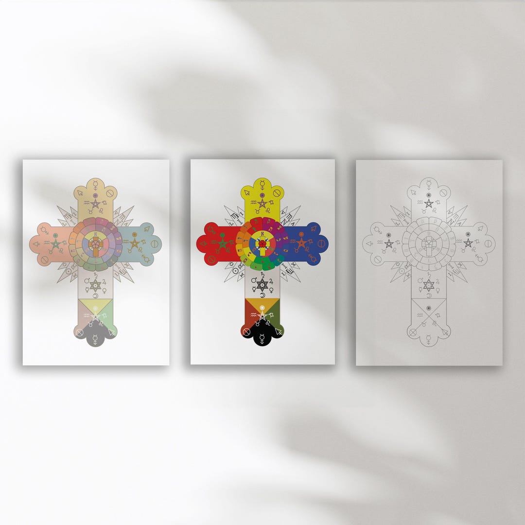 Rosy Cross Template Vector Digital Download Esoteric Coloring Page - Etsy