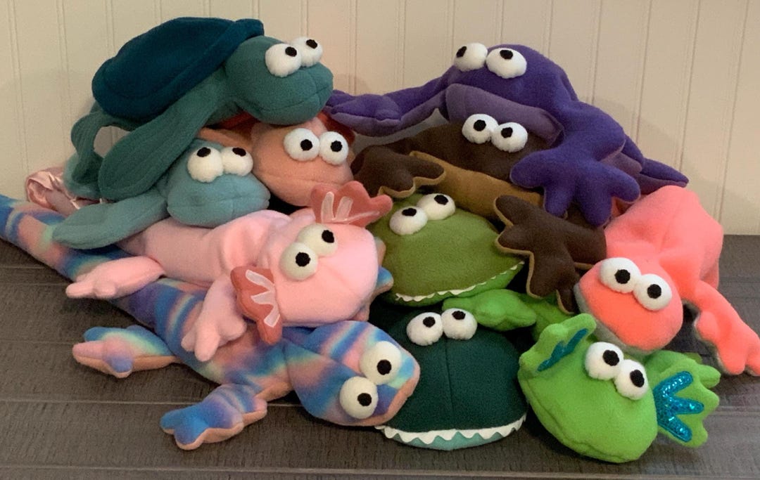 Floppy Stuffed Gators, Axolotyls, Lizards, Frogs, and Sea Turtles - Etsy