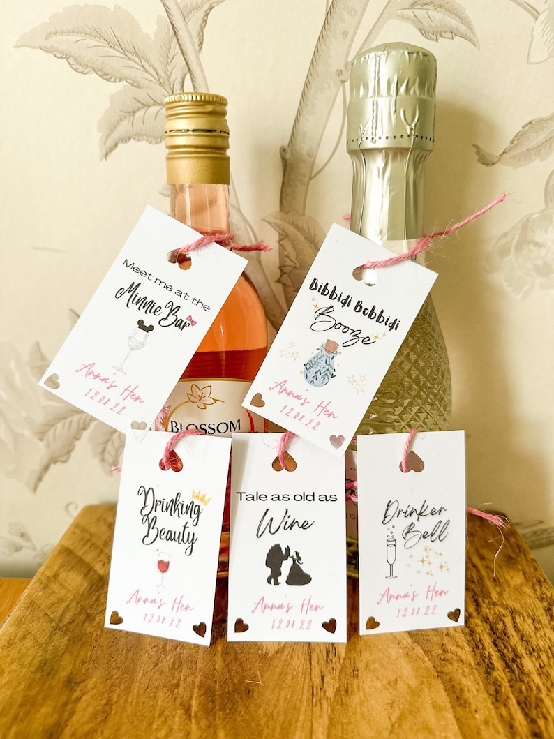 Disney Personalised Drinks Toppers | Hen Party | Alcohol Tags | - Etsy UK