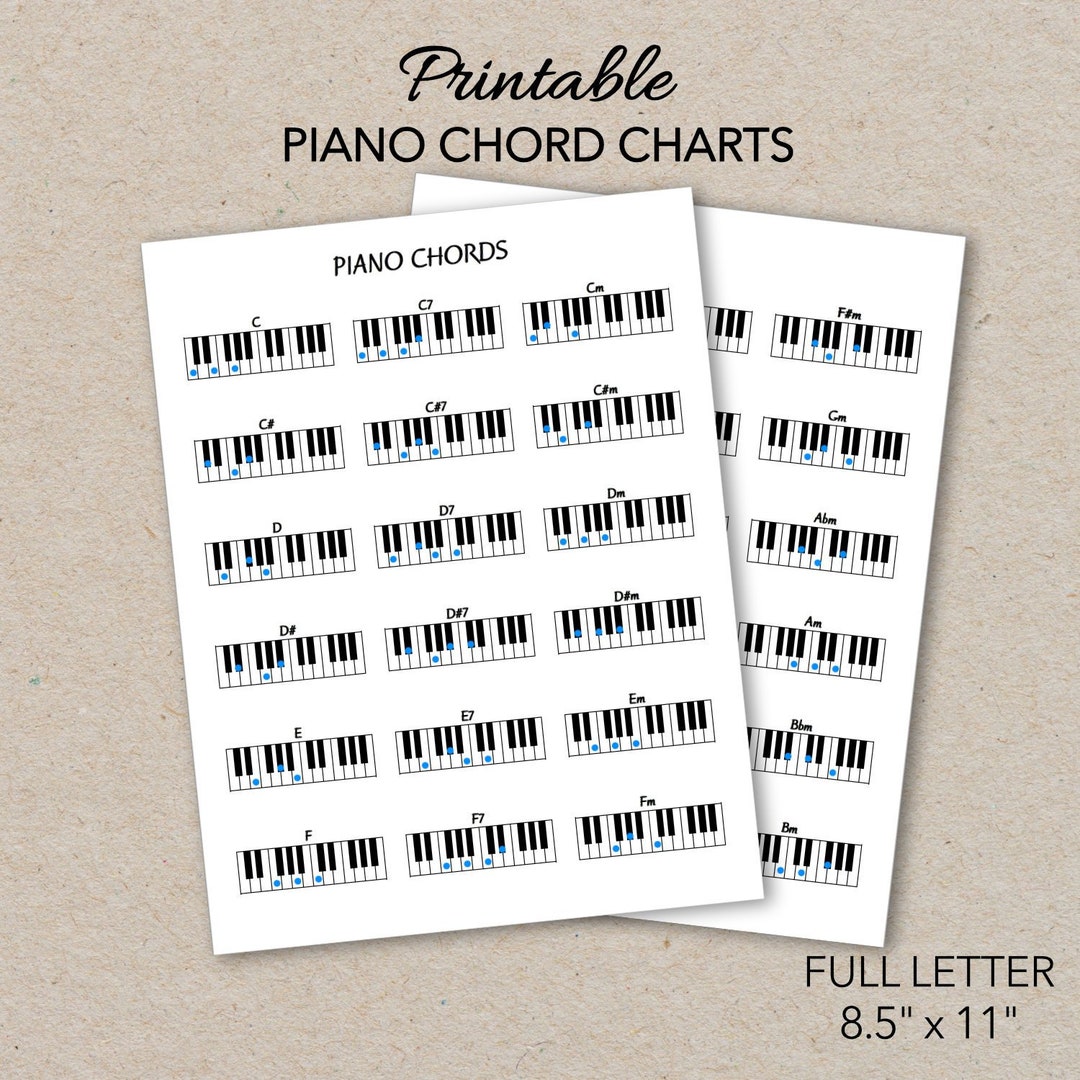 Piano Chord Charts, Printable PDF Format, Letter Size, Print at Home - Etsy