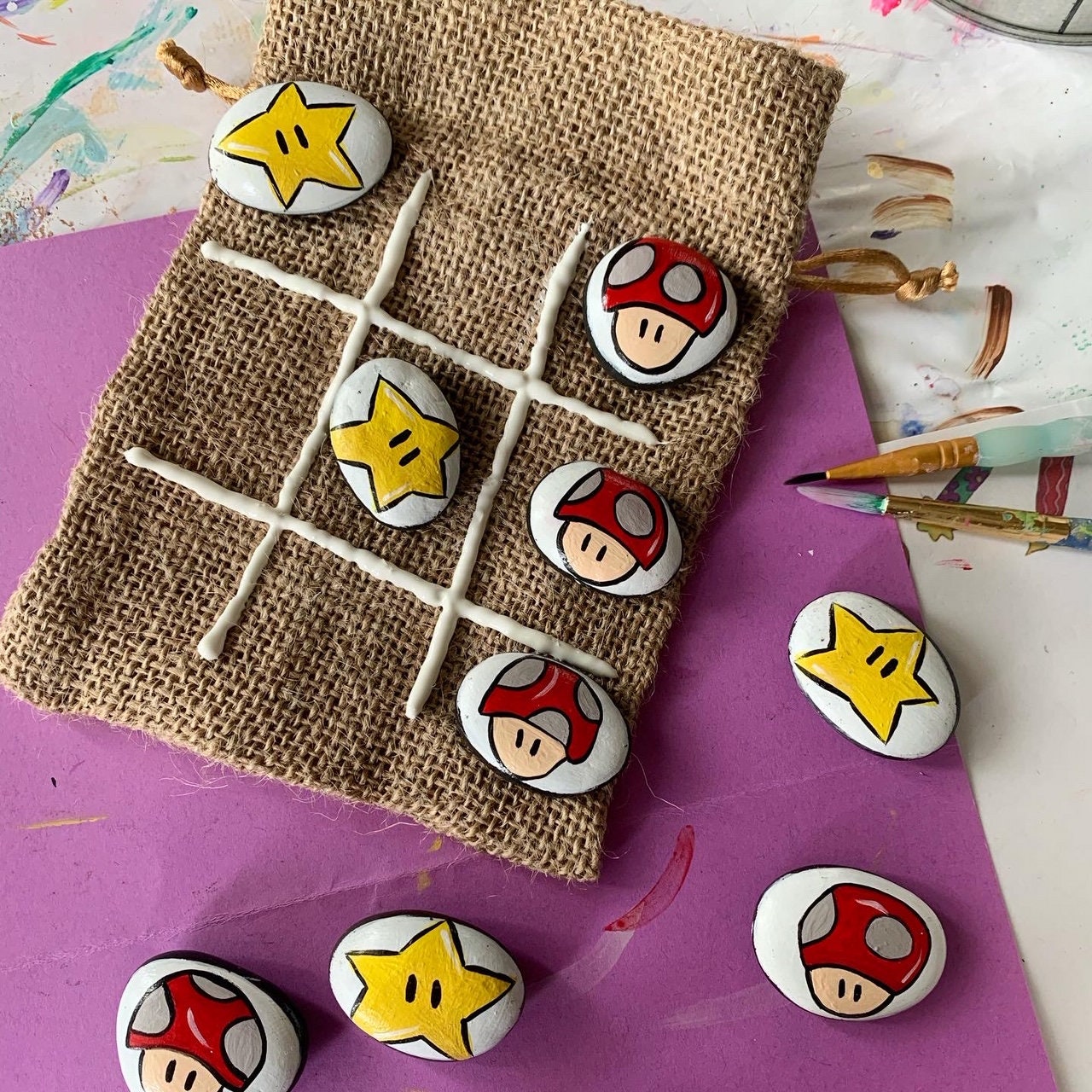 Tic Tac Toe Rocks - Etsy