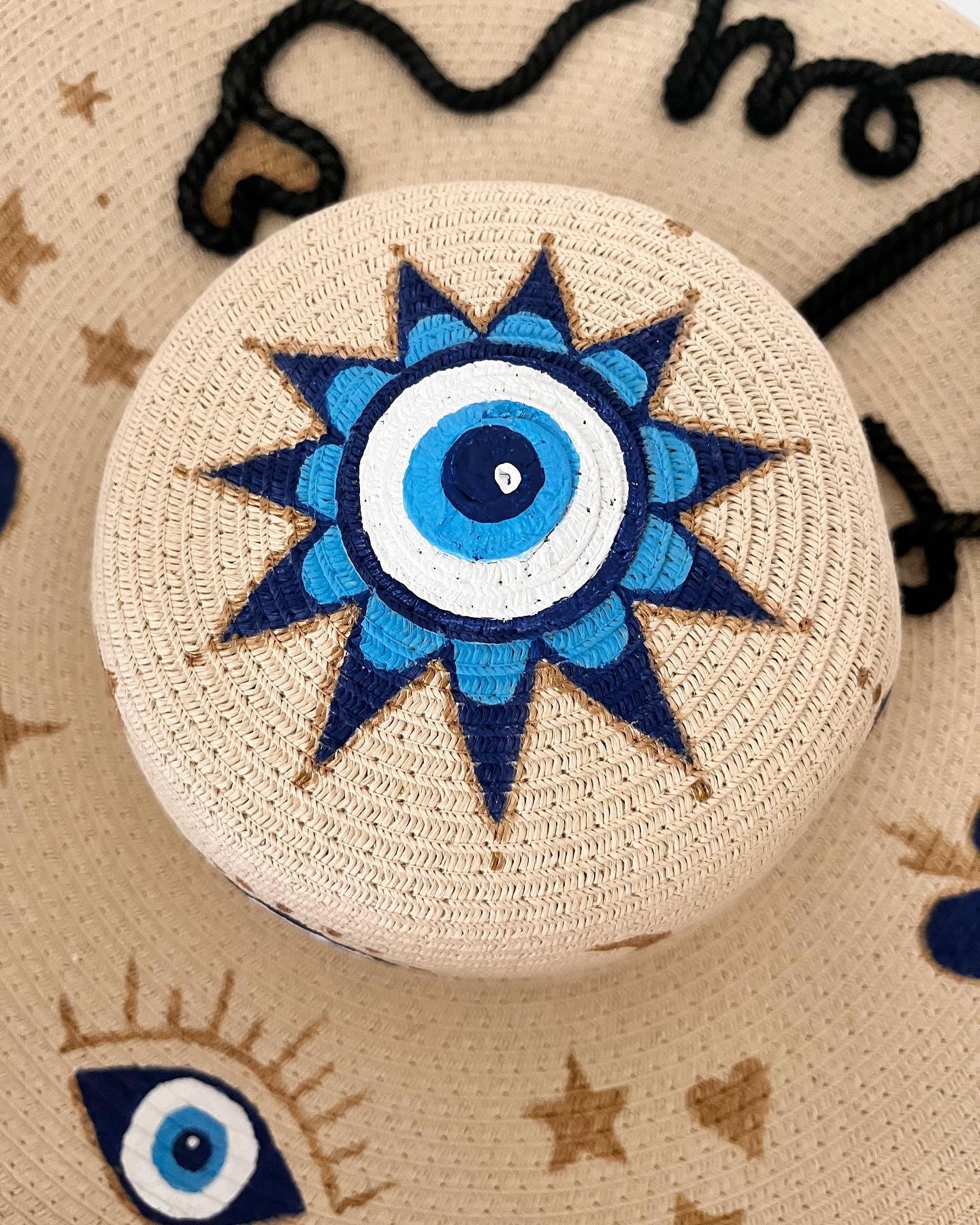 Evil Eye Handpainted Straw Hat - Etsy