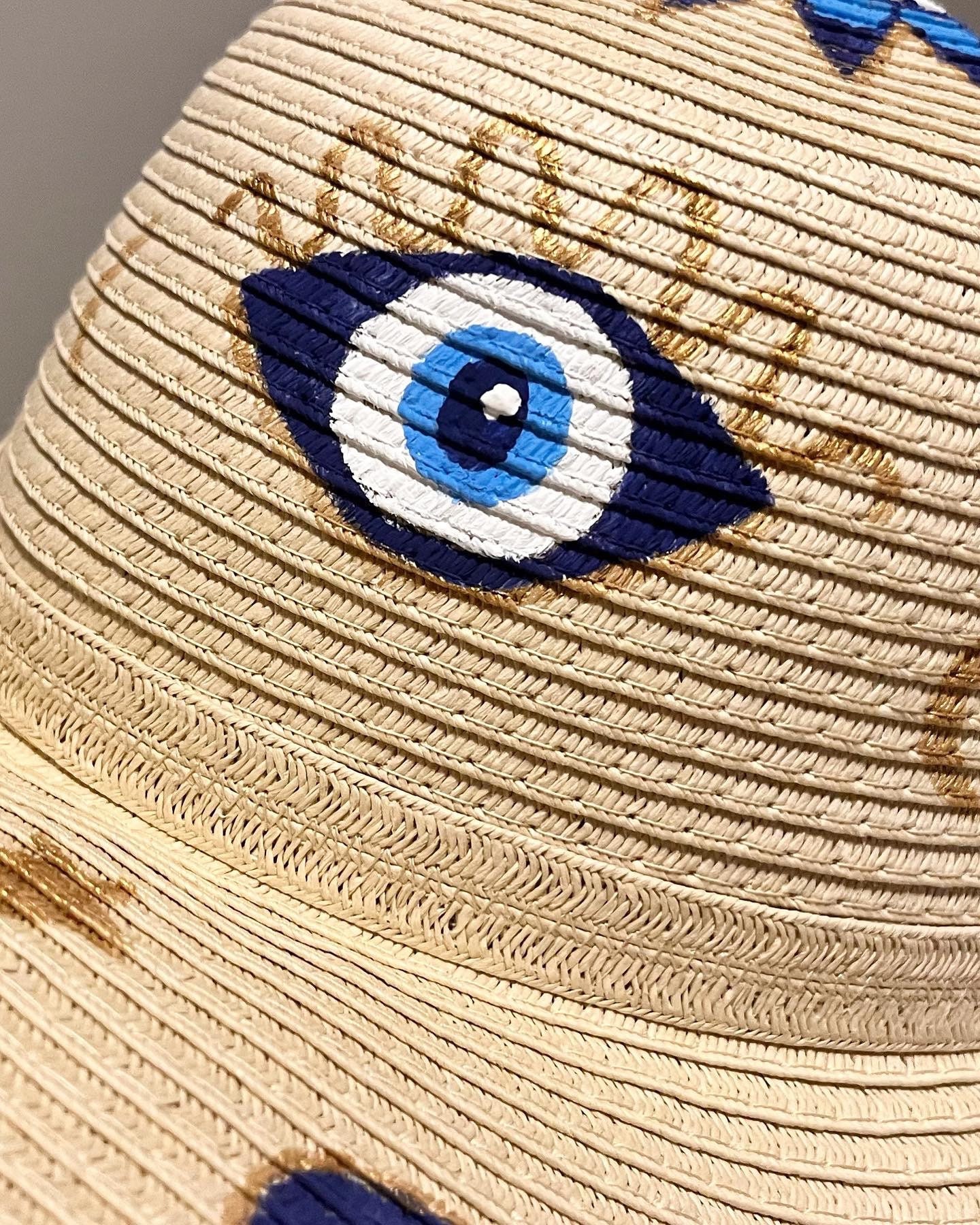 Evil Eye Handpainted Straw Hat - Etsy