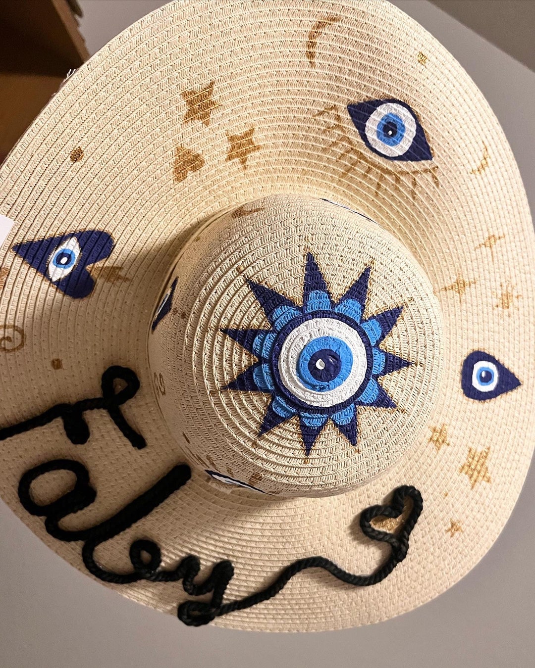 Evil Eye Handpainted Straw Hat - Etsy
