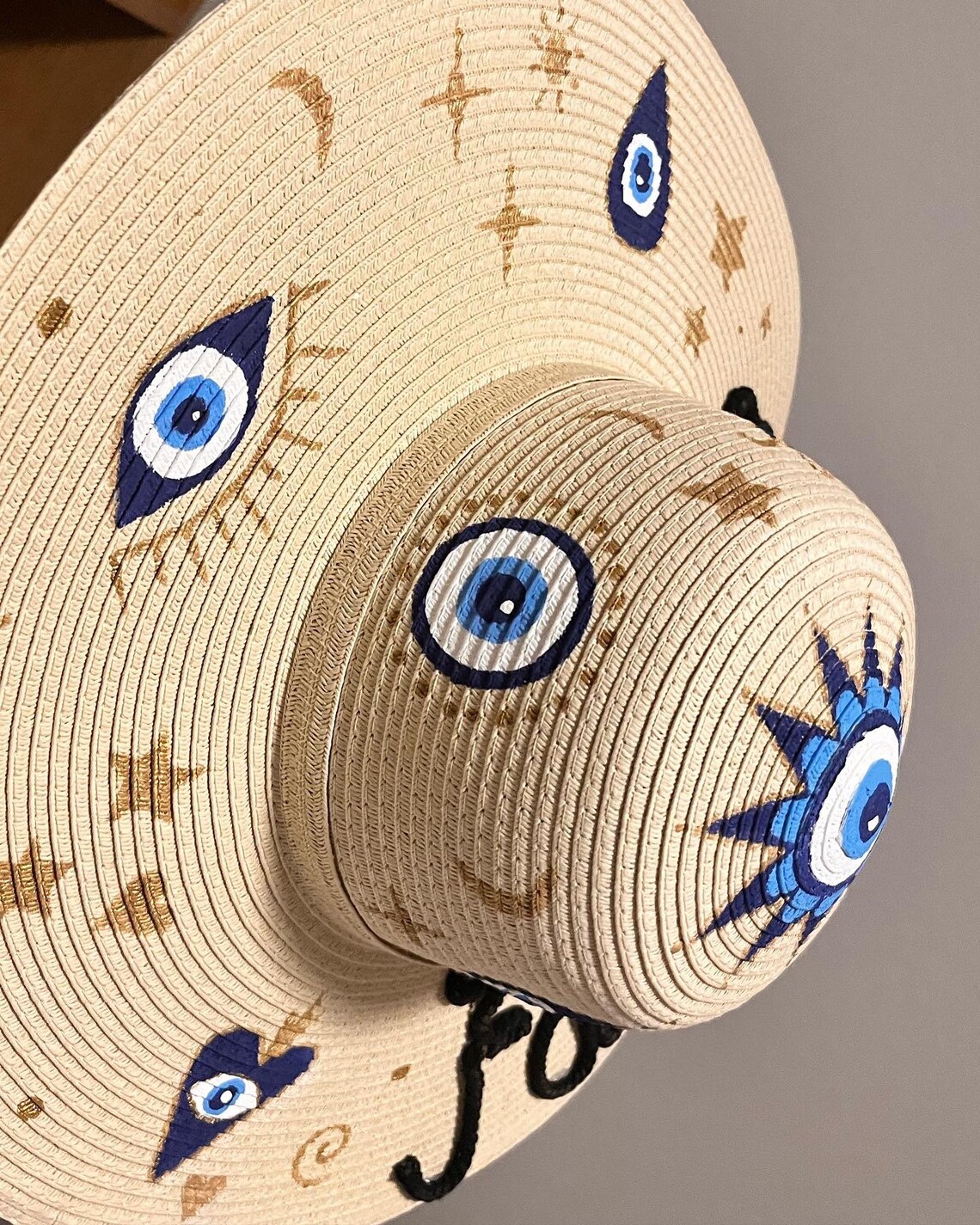 Evil Eye Handpainted Straw Hat - Etsy