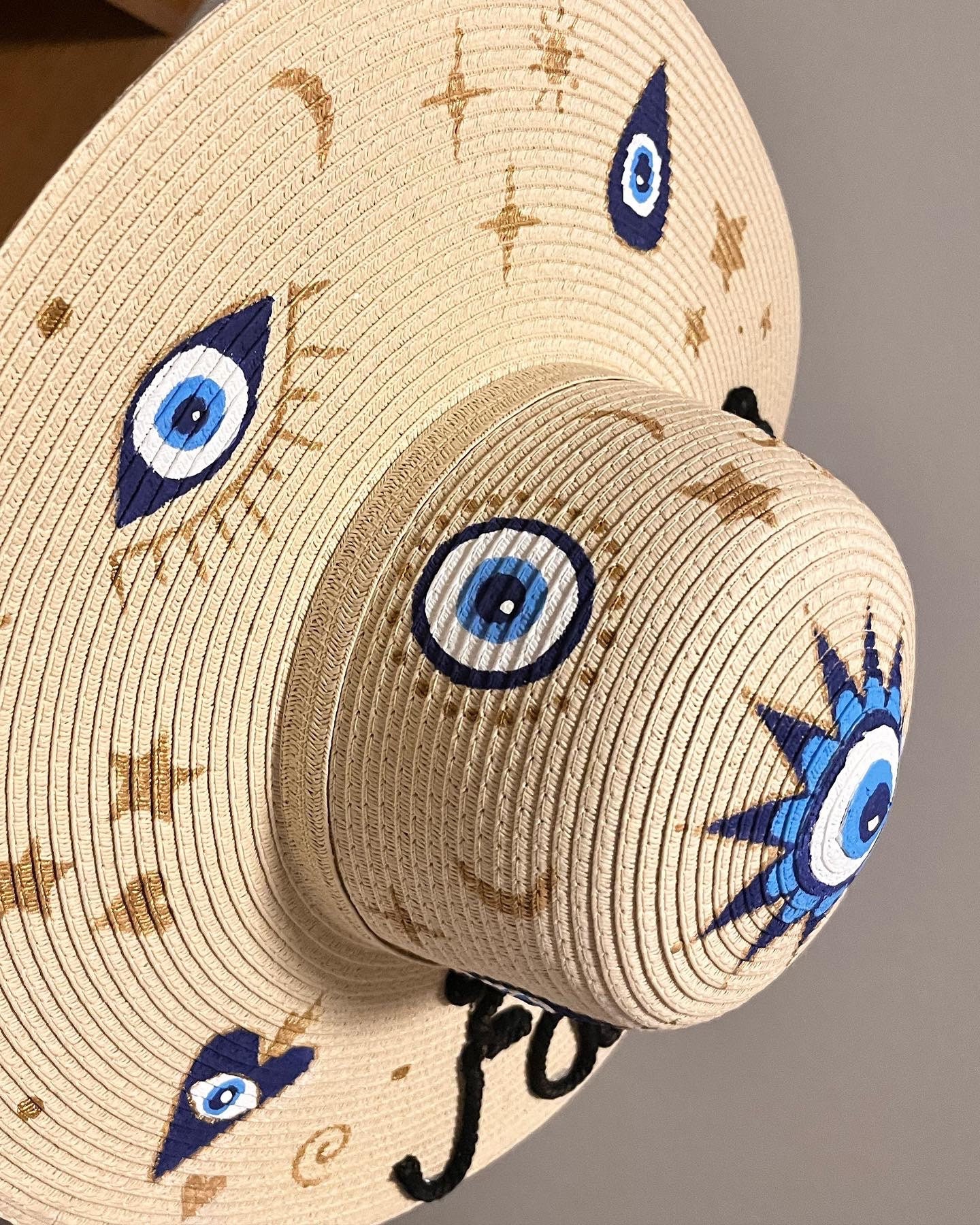 Evil Eye Handpainted Straw Hat - Etsy