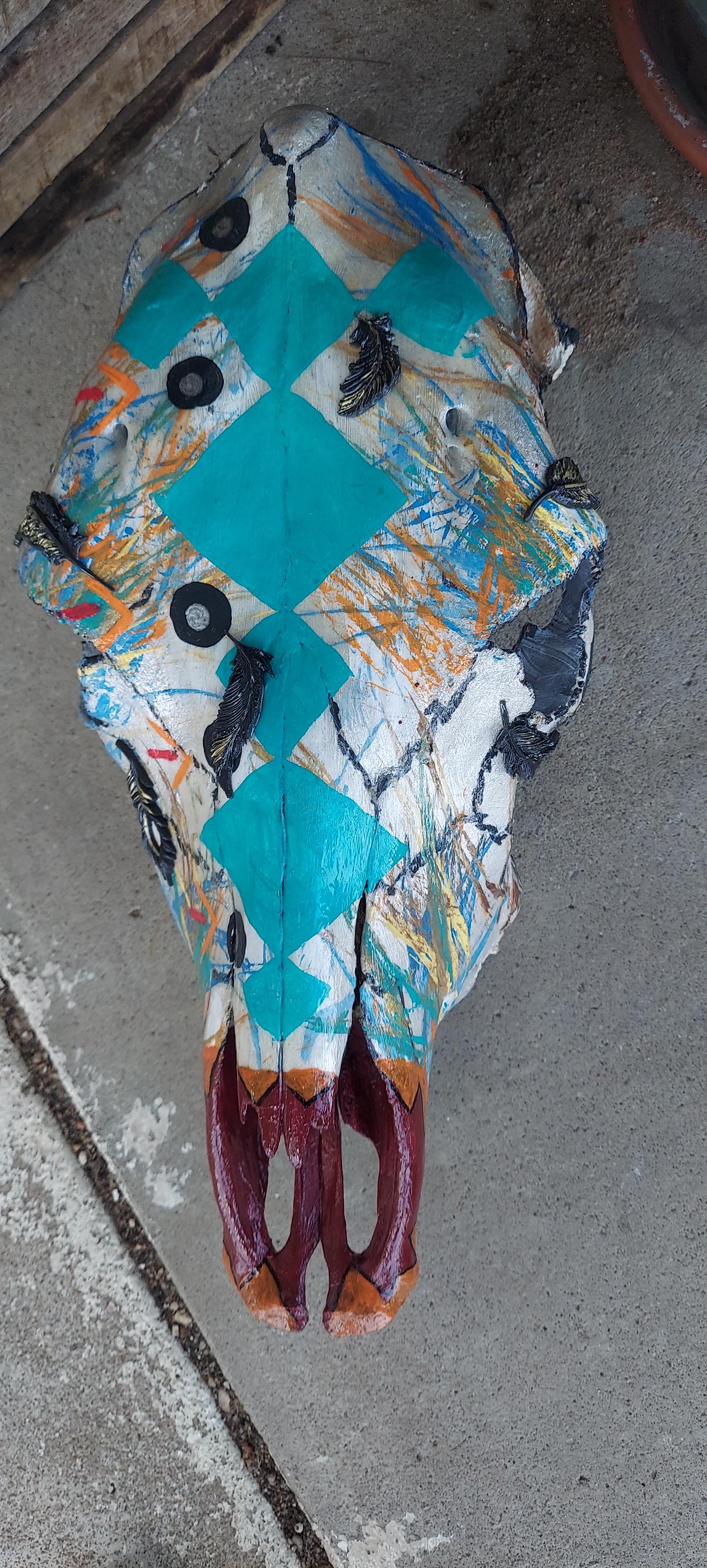 Hand Painted Cow Skull. western wall Art Cowboy rodeo - Etsy