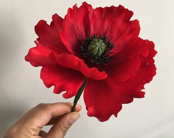 Red Poppy Cake Topper Flower Cake Topper Clay Wedding Cake Decor ...