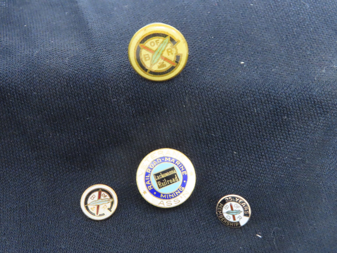 Four Antique Railroad Pins: Brotherhood of Railroad Workers and ...