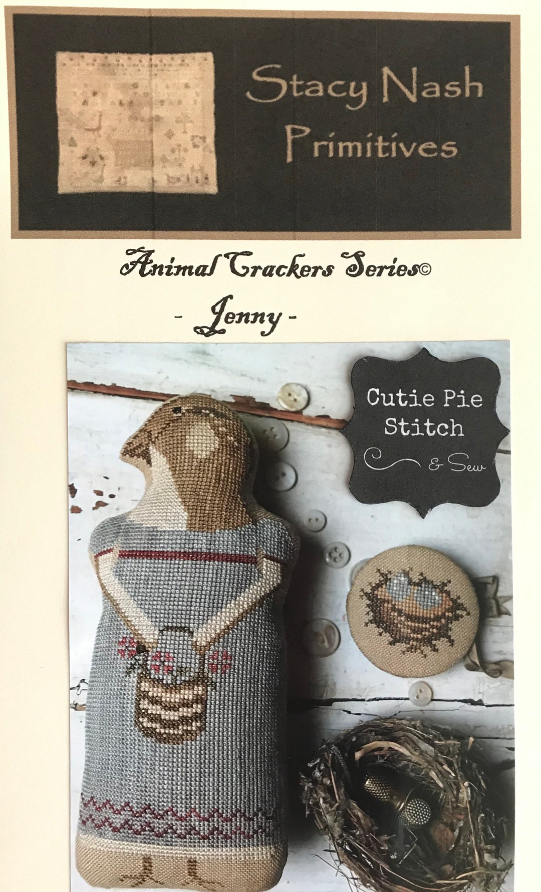 STACY NASH PRIMITIVES jenny Counted Cross Stitch Pattern From the Animal Crackers Seriesjenny ...