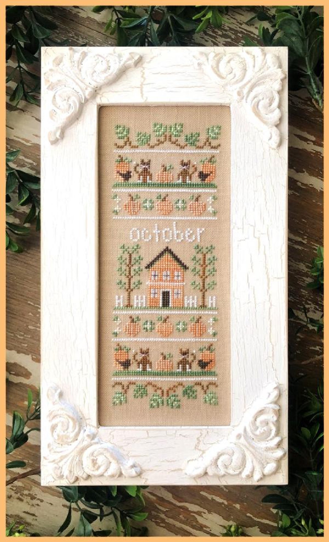 COUNTRY COTTAGE NEEDLEWORKS "october Sampler" Counted Cross Stitch ...