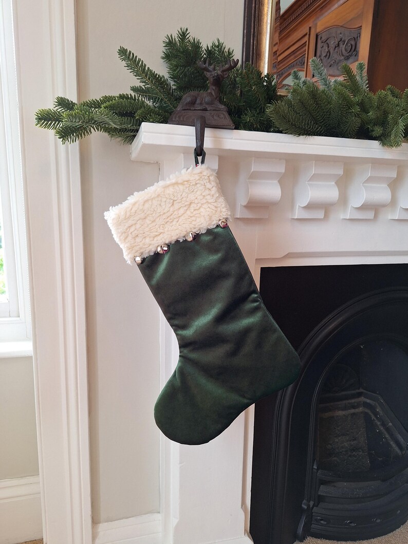 Green Christmas Stocking Luxury Green Velvet Christmas Stocking - Etsy