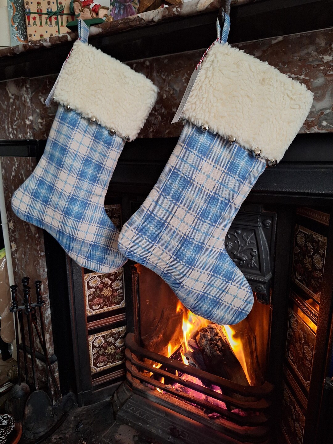 Blue Tartan Stocking Blue Check Christmas Stocking Traditional Blue ...