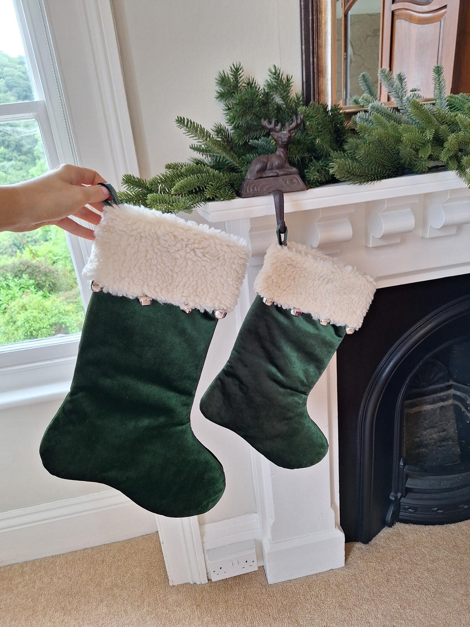 Green Christmas Stocking Luxury Green Velvet Christmas Stocking - Etsy