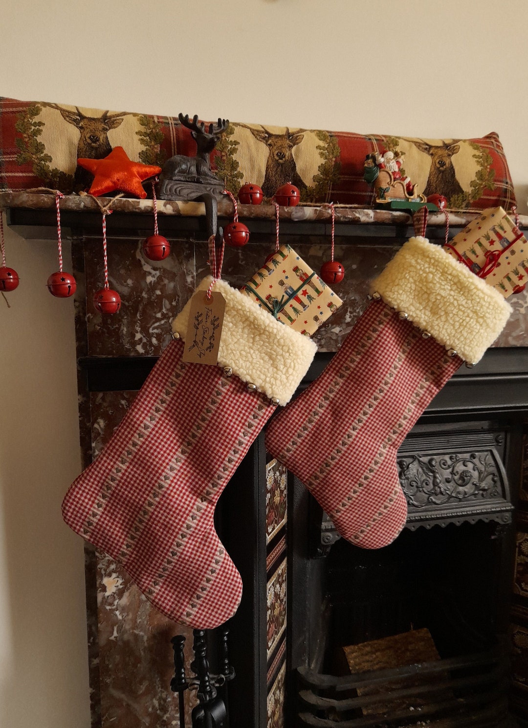 Red Christmas Stockings Cottage Red Heart Christmas Stocking Classical ...