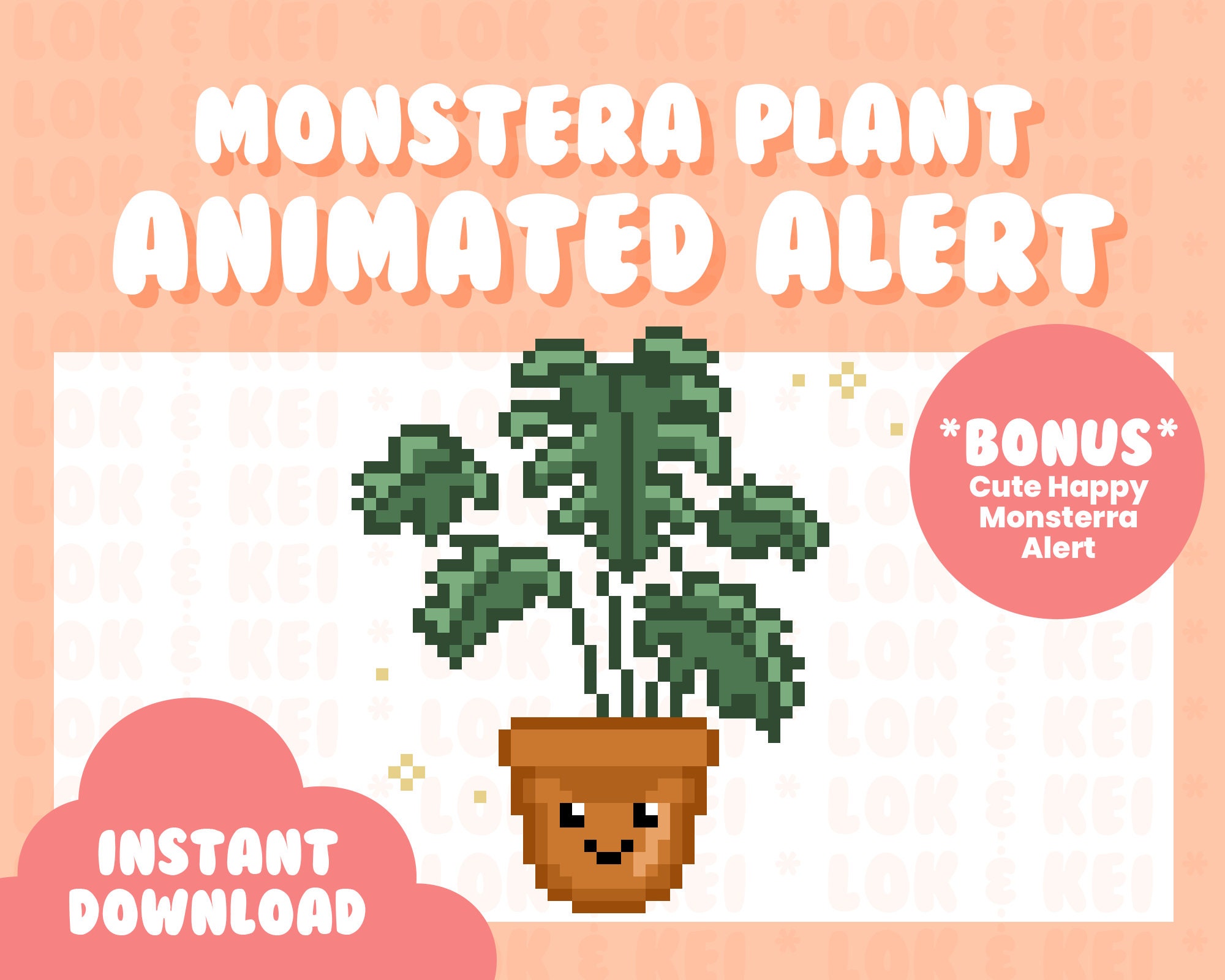 2x Animated Twitch Stream Alert | Monstera Plant | Pixel Art - Etsy
