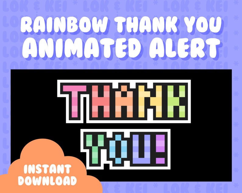 Animated Twitch Stream Alert | Rainbow Thank You | Pixel Art - Etsy