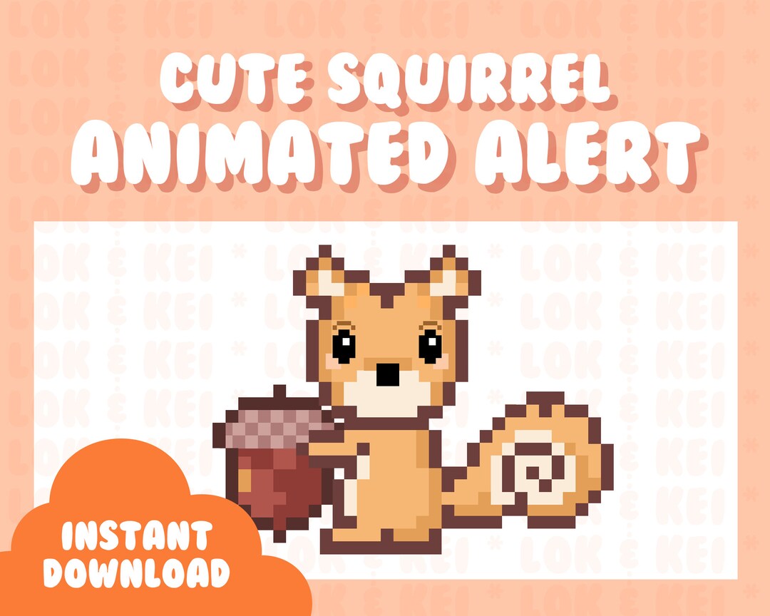Animated Twitch Stream Alert | Cute Squirrel & Acorn | Pixel Art - Etsy