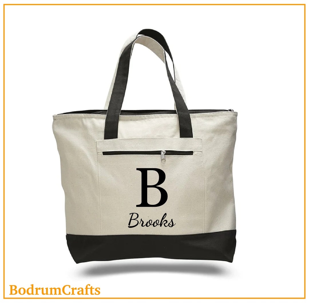 Custom Canvas Tote Bags With Initials, Personalized Monogrammed Printed ...