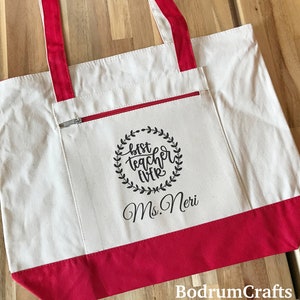 Teacher Canvas Tote Bags, Personalized Custom Teacher Totes, Teacher ...