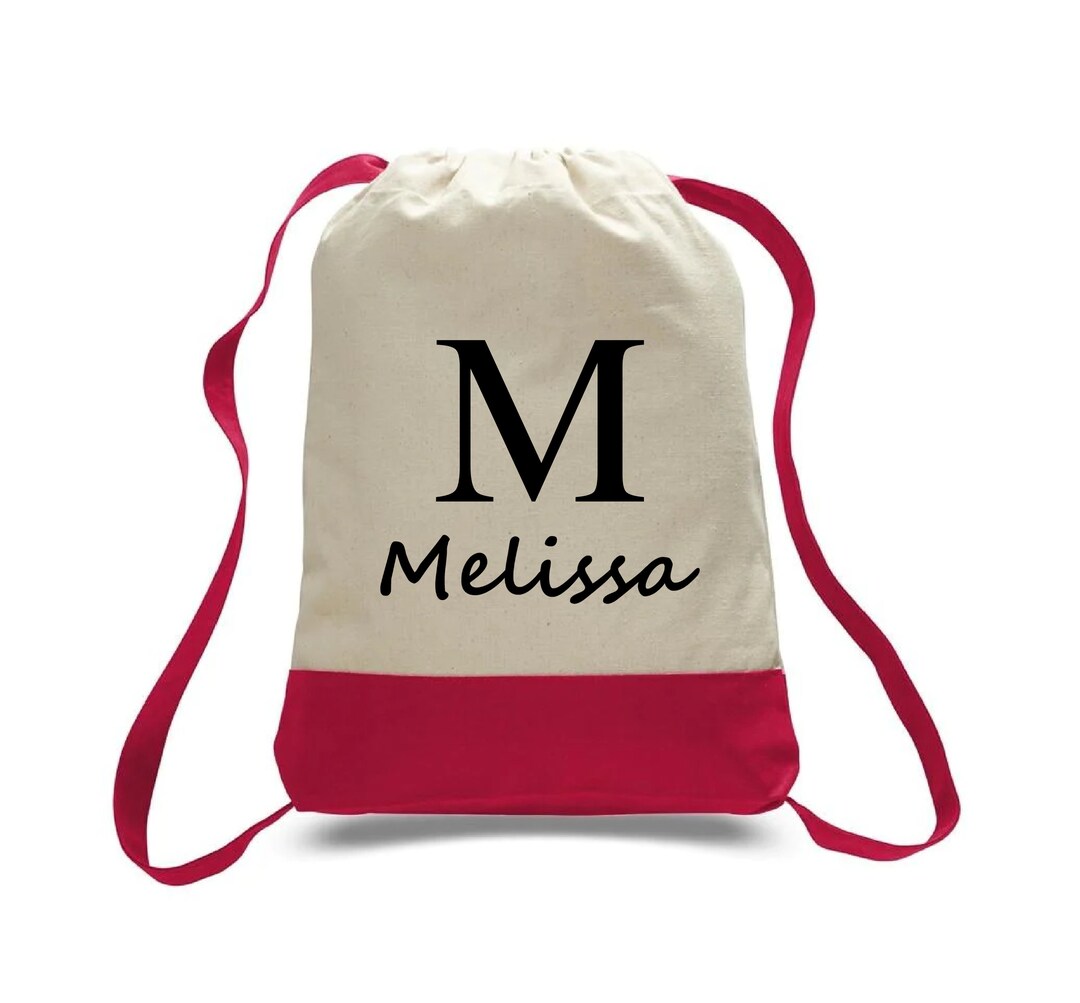 Custom Canvas Drawstring Backpacks, Personalized Monogrammed Backpacks ...