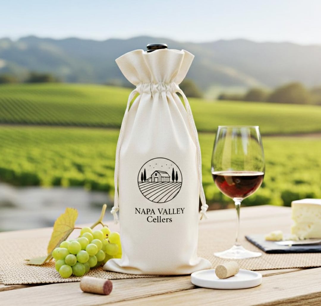 Custom Logo Wine Bag, Personalized Cotton Tote, Wedding Favors - Etsy