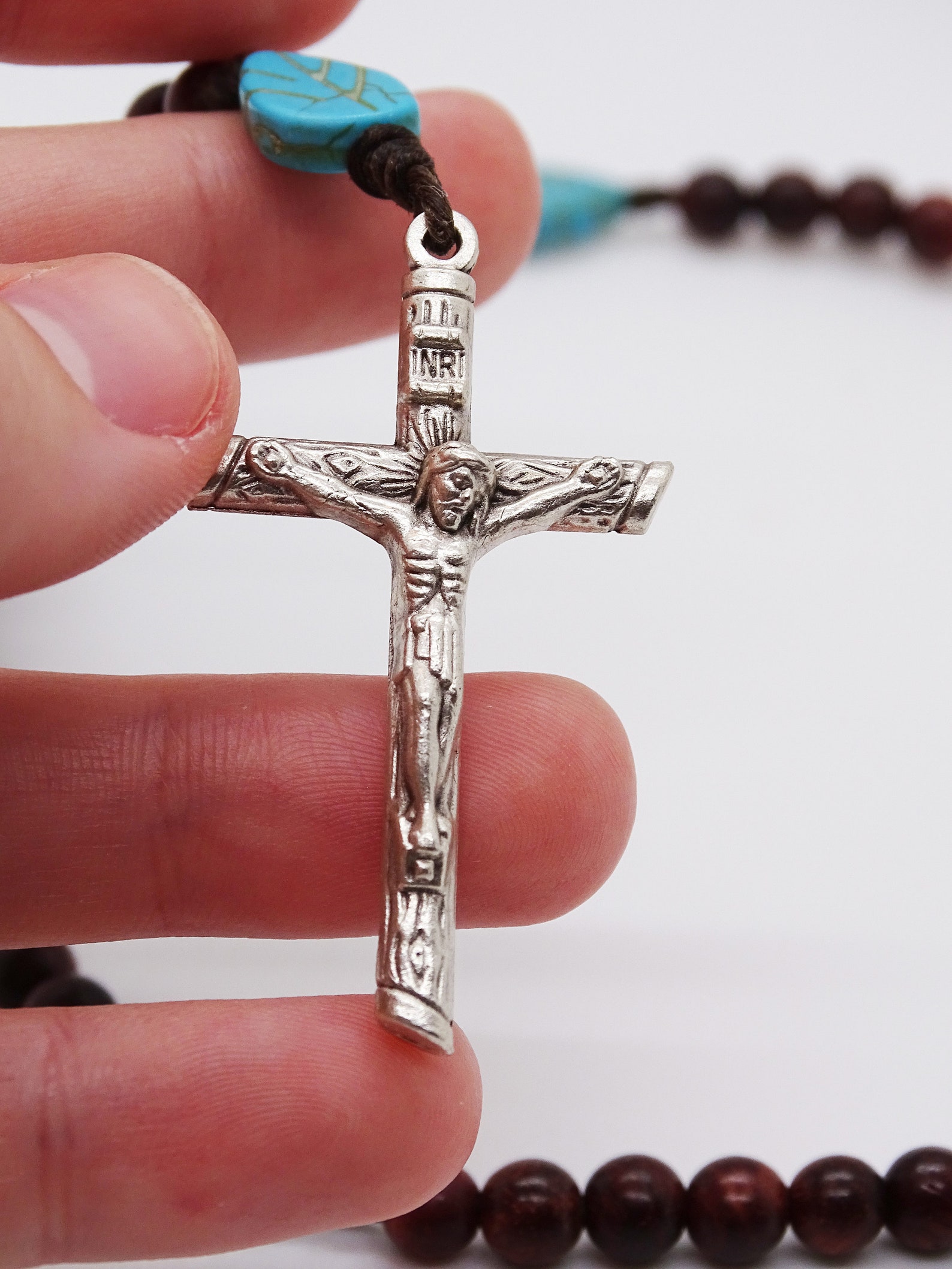 St. Kateri Tekakwitha Rosary | Blue Leaf Rosary | Roman Catholic Beaded ...
