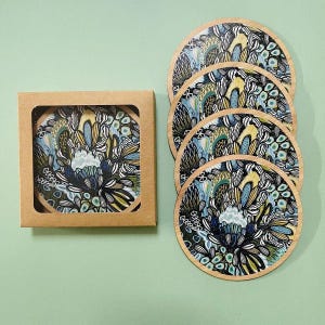 Azure Proteas Australian Wooden Coaster Set - Etsy