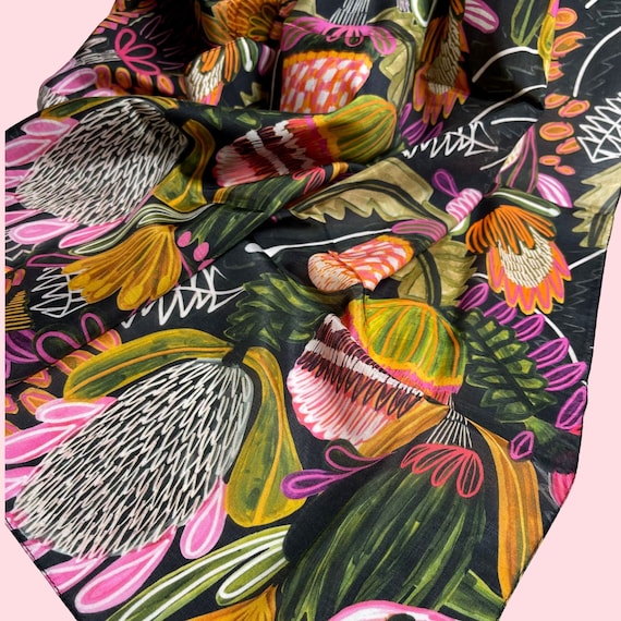 Ladies Designer Silk Scarf Australian Banksia Print Silk Scarf Botanical Art Long Scarf Australian Gifts for Her Kirsten Katz Scarves Etsy UK