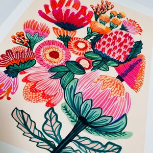 Botanical Wall Art, Australian Native Flowers Wall Art Prints, Protea ...
