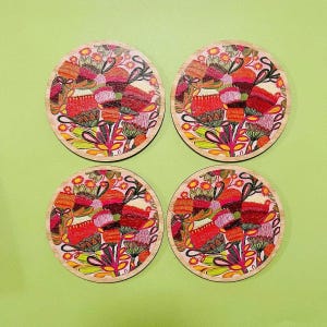 Wild Blooms Australian Wooden Coaster Set - Etsy