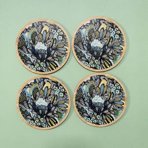 Azure Proteas Australian Wooden Coaster Set - Etsy