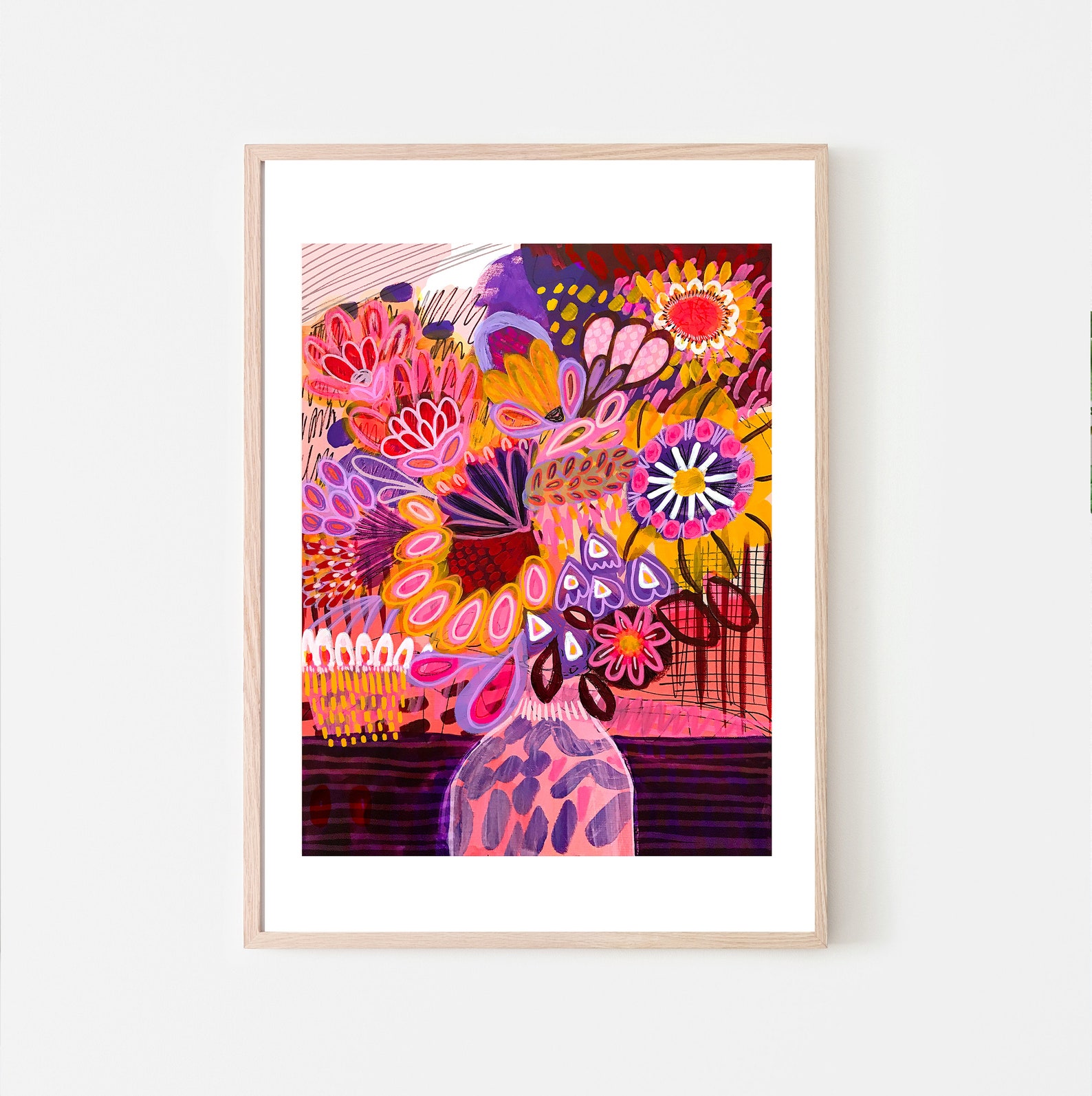 Australian Flowers Wall Art Print Abstract Painting Modern | Etsy