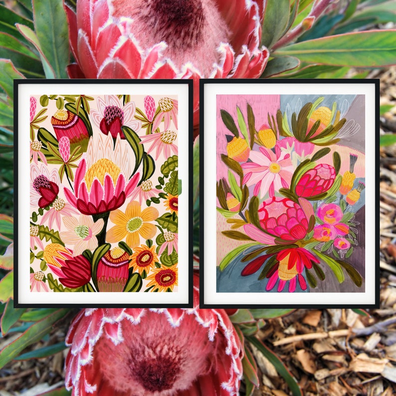 Australian Flora Botanical Art Wall Art Prints Flower Wall - Etsy