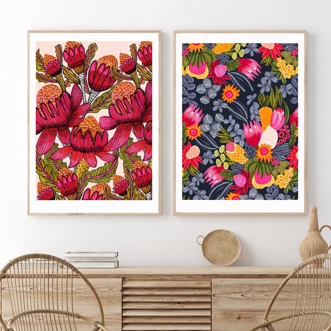 Australian Flora Botanical Wall Art Print Set - Etsy