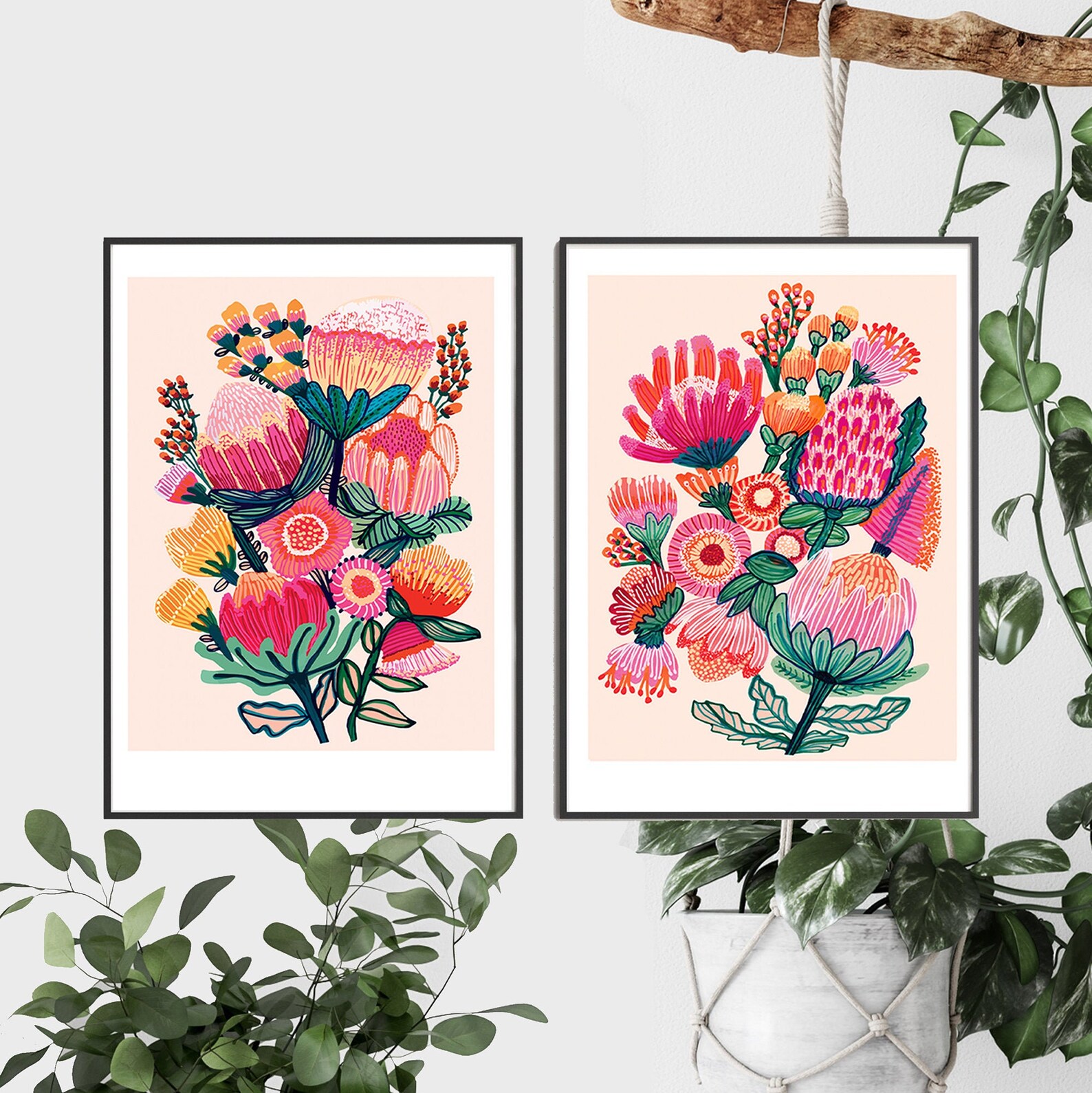 Australian Flowers Botanical Wall Art Prints, Flower Wall Art ...