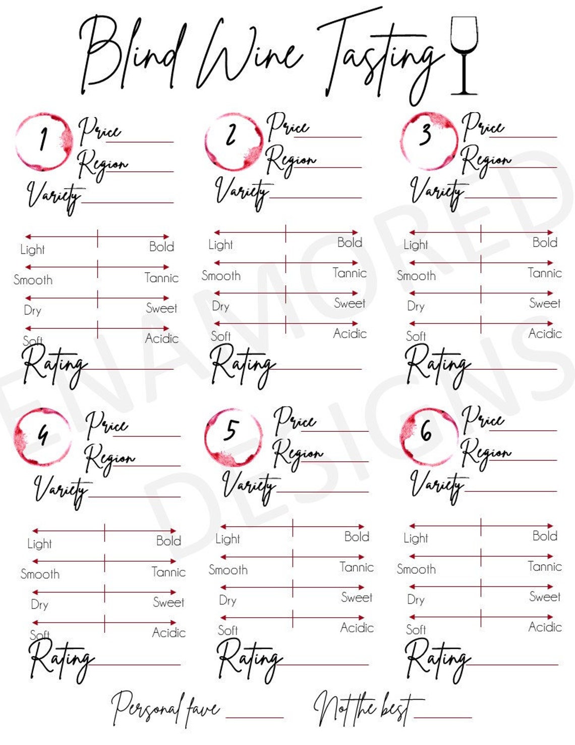 Blind Wine Tasting Game Card for Vivino - Etsy