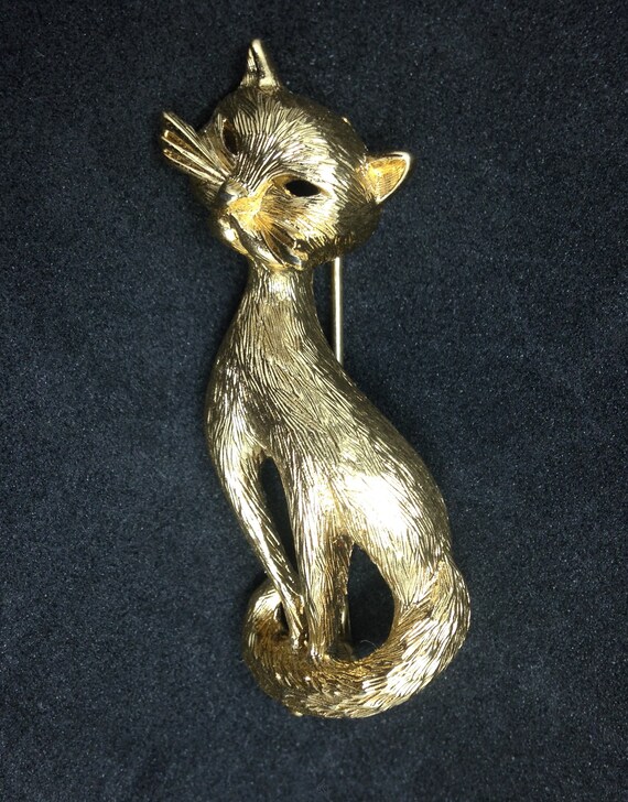1950s Monet Gold Tone Cat Brooch - Etsy