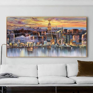 Large City Landscape Painting, New York City Painting, Large Urban Art ...