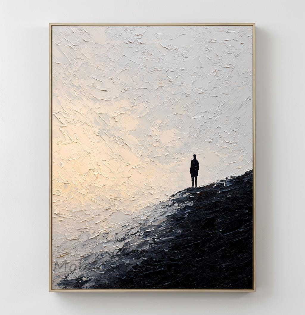 Beige Abstract Painting Black Wall Art Gray Texture Abstract Painting ...