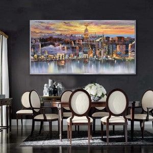 Large City Landscape Painting, New York City Painting, Large Urban Art ...