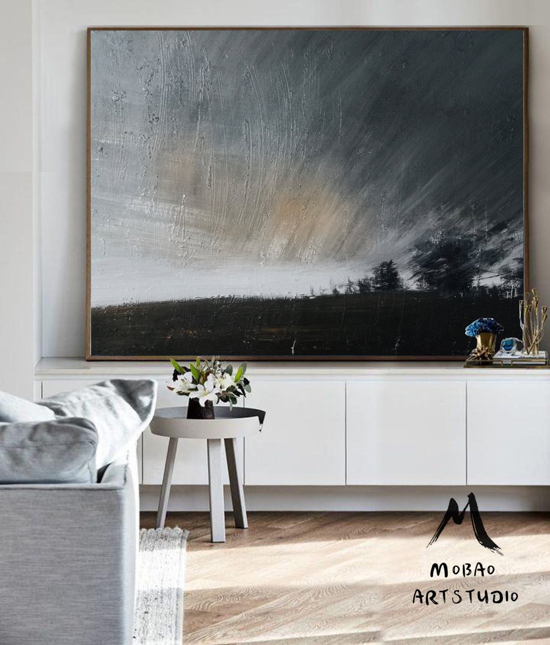 Original Gray Sky Abstract Painting Large Sky Paintinglarge - Etsy
