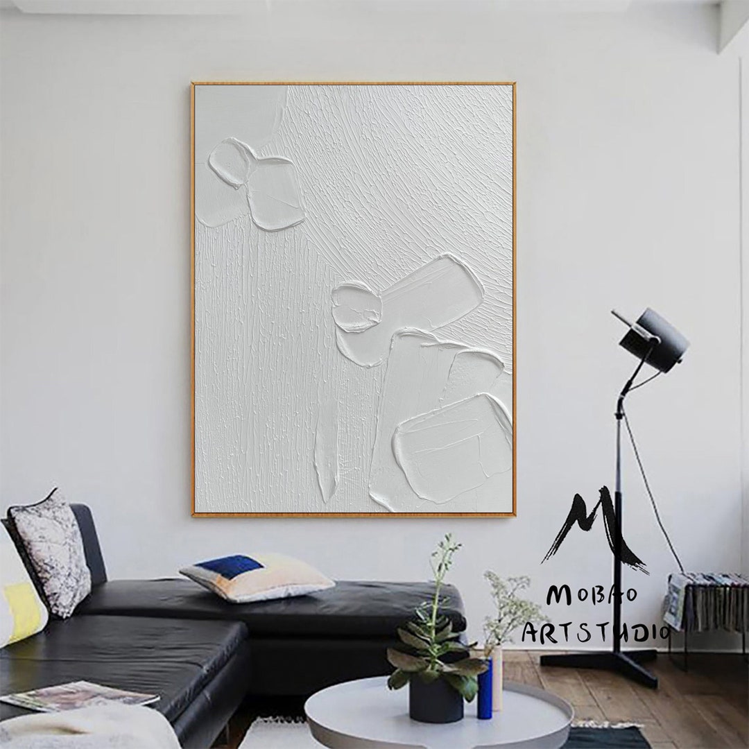 White Abstract Painting White Minimalist Painting White 3D Minimalist ...