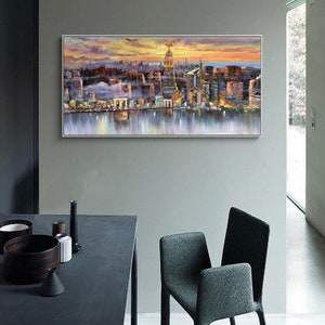 Large City Landscape Painting, New York City Painting, Large Urban Art ...