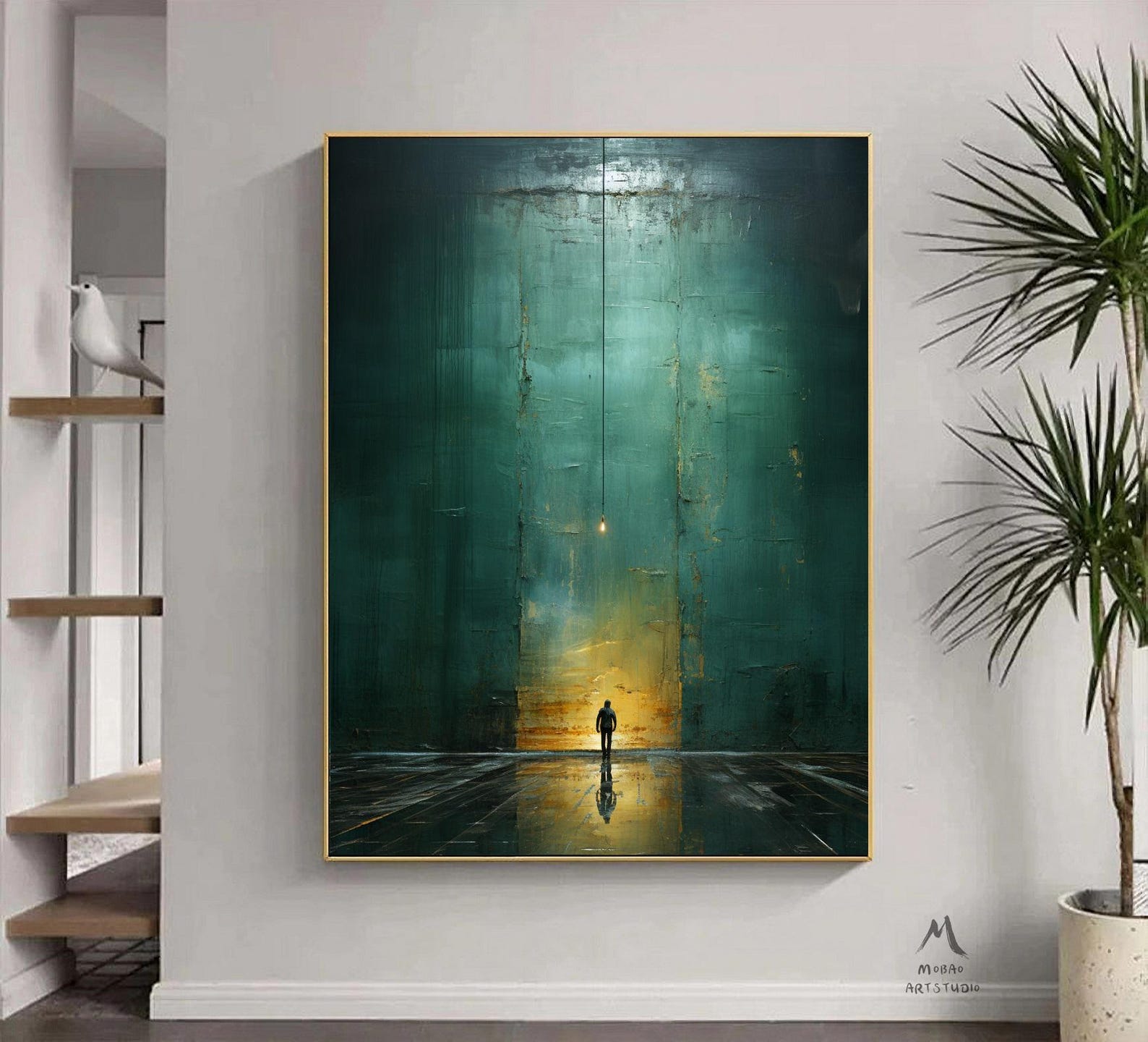 Large Green Abstract Painting Green Minimalism Painting Green Wall Art ...
