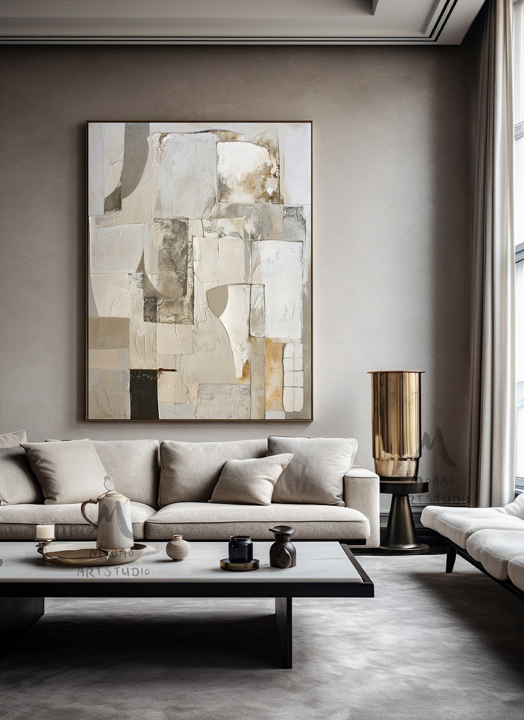 Beige Texture Painting Beige Modern Wall Art Beige Wall Art Wabi Sabi ...