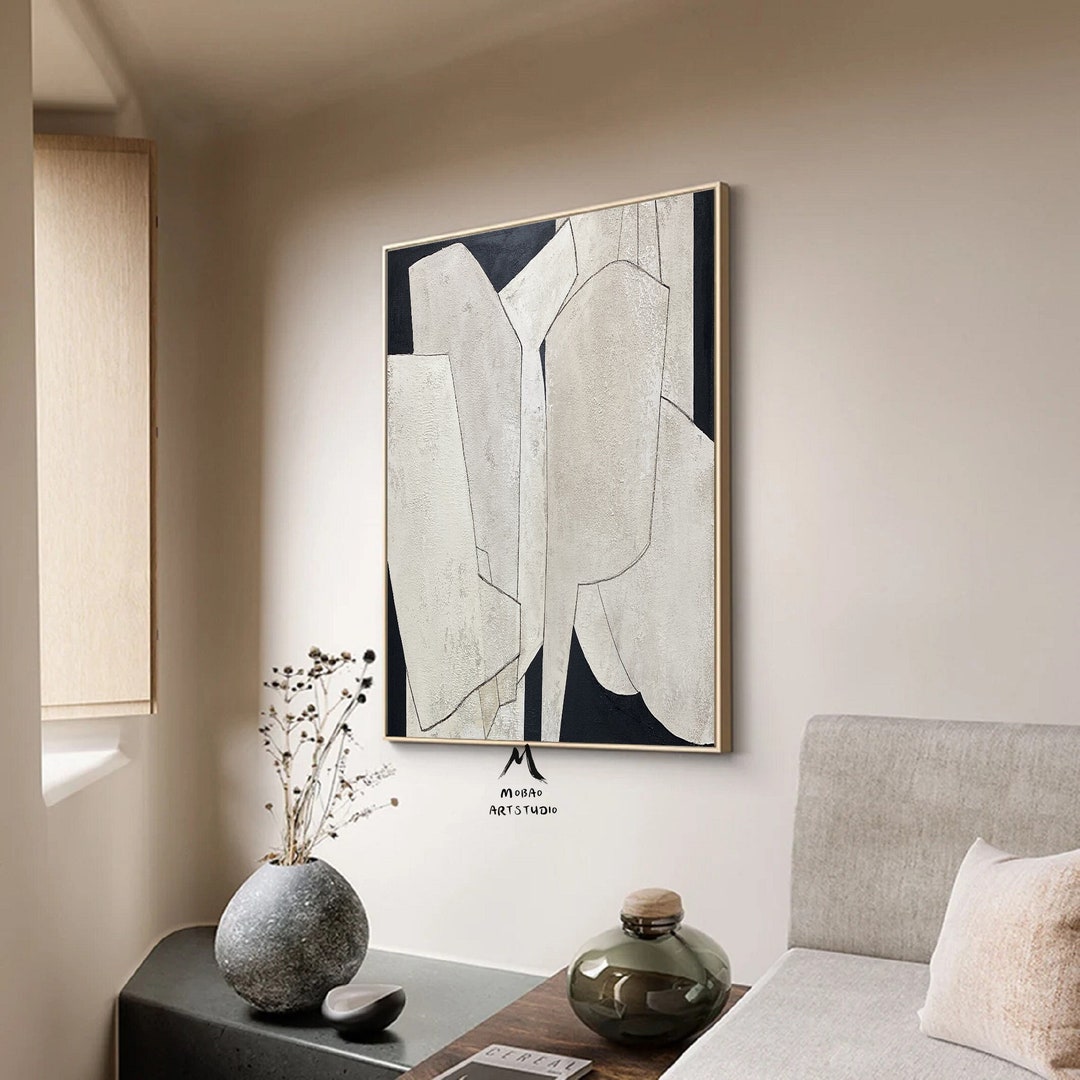 Beige Wall Art Beige Boho Wall Art Beige Abstract Painting on Canvas ...