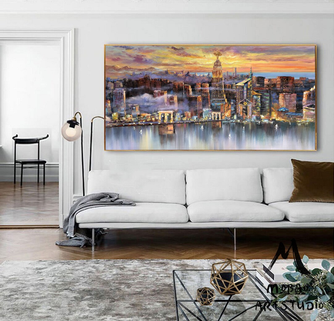 Large City Landscape Painting, New York City Painting, Large Urban Art ...