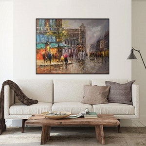 Original Paris City Art Painting on Canvas,large Wall Art Paris City ...